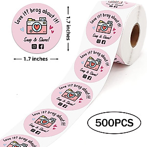 Cute Pink Retro Camera Design Stickers, Snap & Share Thank You Stickers, Online Retailers Mail Envelopes Packaging Stickers Labels Shipping Stickers for Small Business,500 PCS…