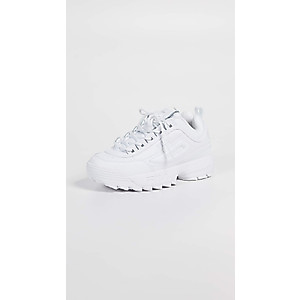 Fila Women's Disruptor Ii Premium Comfortable Sneakers, White/White/White, 8