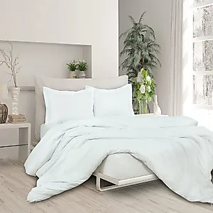 ROYALE White Duvet Cover Full Size - 3 Piece Bedding Comforter Covers - Button Closure - 1 Full Duvet Covers 80x90 inches and 2 Pillow Shams - No Comforter Included