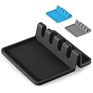 Simple Craft Silicone Utensil Rest with Drip Pad for Multiple Utensils - Heat-Resistant, Spoon Rest & Spoon Holder for Stove Top, Kitchen Utensil Holder for Spoons, Ladles, Tongs (Black)