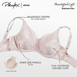 Playtex womens Secrets Love My Curves Signature Floral Underwire Full Coverage Us4422 bras, Natural Beige, 36DDD US
