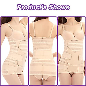 Postpartum Waist Trainer for Women - 3 in 1 Postpartum Belly Support Recovery Wrap, Adjustable Postpartum Belly Band, Breathable Postpartum Belly Wrap C-section Recovery for Body Shaper Back Support L