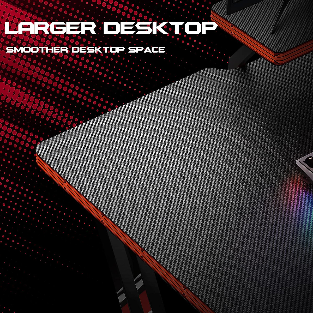 Furmax 40 inch Gaming Desk PC Computer Table Racing Style Home Office Desk Z Shaped Carbon fiber desktop Gamer Workstation with Monitor Stand Cup Holder and Headphone Hook (40 inch)