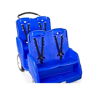 Gaggle by Foundations 4 Seat Buggy Stroller | 4-Seat Quad Stroller with 5-Point Harness for Added Safety | Multi-Child Stroller with Soft Stop Brake | Fits Through Standard Doorways | Blue