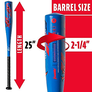 Franklin Sports Kids Baseball + Tball Bat - Venom Youth Aluminum Bat - USA Certified Boys + Girls Tee Ball Bat - Junior Metal Bat - 25"/ 14oz - Blue
