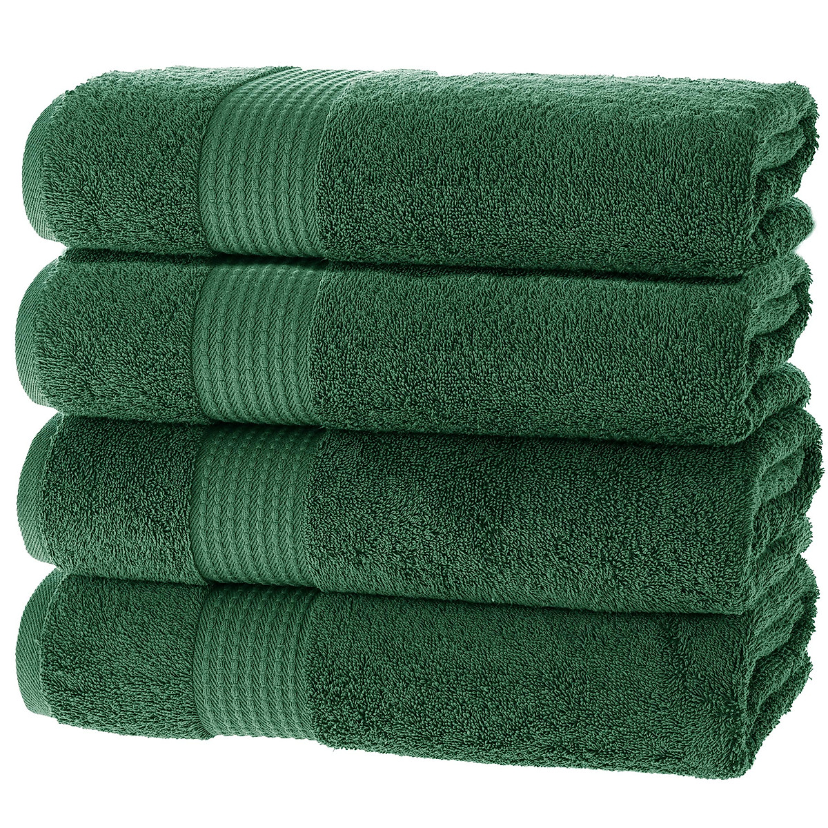 MAURA Basics Performance Bath Towels 100% Turkish Cotton with Hook Loops. Extra Large Luxury Absorbent Plush Towel Sets for Bathroom, Daily Use American Standard Size 27”x54”, Hunter Green