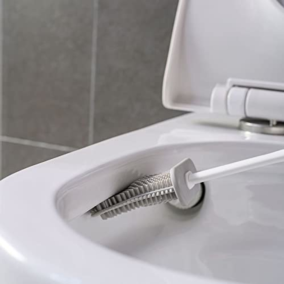 Toilet Brush Wall Mounted Toilet Brush No Dead Brush Silicone Detachable Household Long Handle WC Accessories Bathroom Toilet Brush Holder Furniture (Color : C)