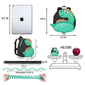 JIANBAO Dinosaur Toddler Backpacks with Leashes Anti Lost Wrist Link for 3 to 5 Years Kids Girls Boys Safety (Dinosaur, Black)