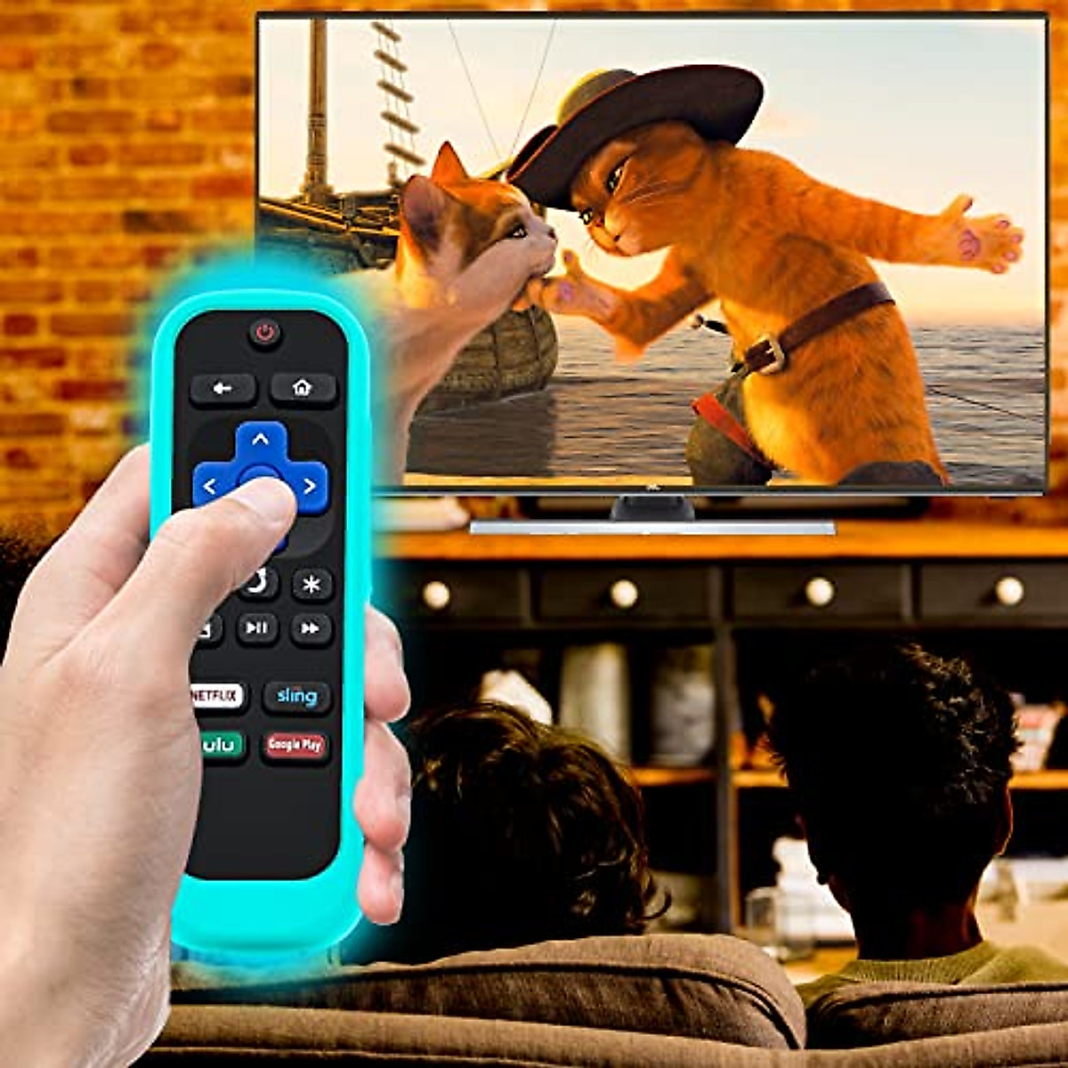 Case for TCL Roku TV RC280 Remote, Battery Cover for Hisense Roku Remote Replacement Silicone Universal Sleeve Skin Glow in The Dark