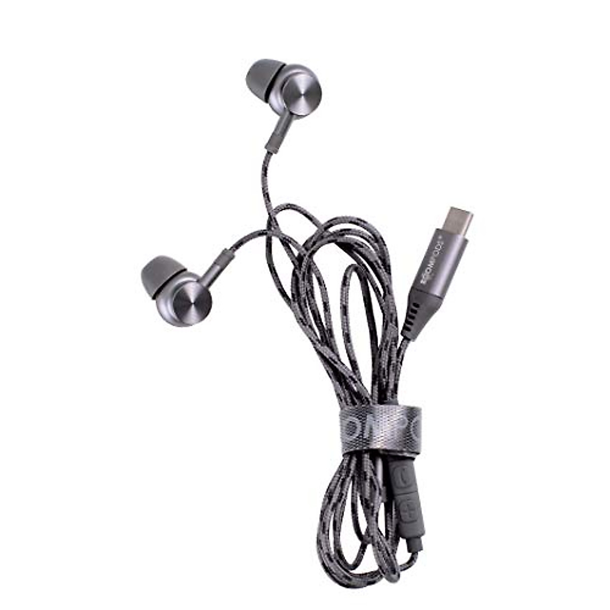 BoomPods Digibuds USB-C Headphones - Best in-Ear Digital Earbuds with USBC Type Connector, Fabric Braided Cable, Sweatproof, Wired Inline Controls for Seamless Entertainment (Graphite)