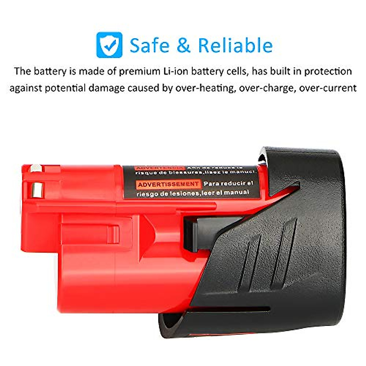 TENMOER 2 Pack 12V 3.0Ah Lithium-ion Battery Compatible with Milwaukee Battery 48-11-2420