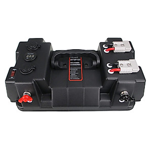 Pactrade Marine RV Battery Box Anderson Connector Dual USB Power Voltmeter Gauge
