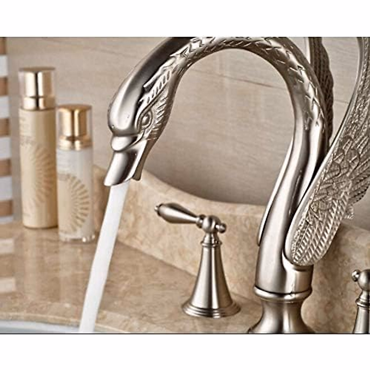 Kitchen Taps Faucet Morden Luxury Brushed Nickel Bathtub Faucet 3 Pieces Bathroom Faucet Two Handles Mixer Tap