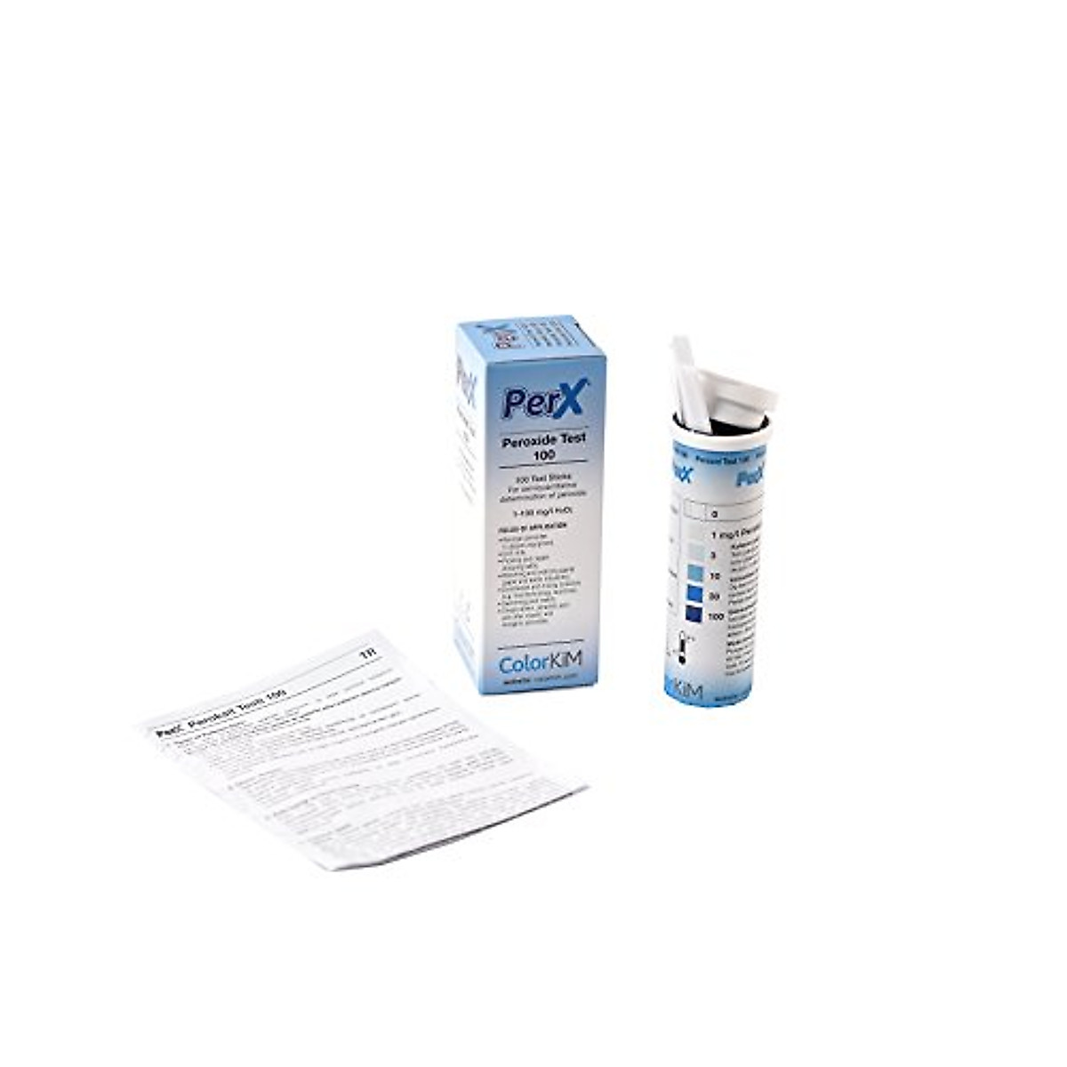 ColorKiM Hydrogen Peroxide Test Strips, Ideal for Accurate Measuring of Peroxide Level, 0-100 PPM Range (100 Test Strips)