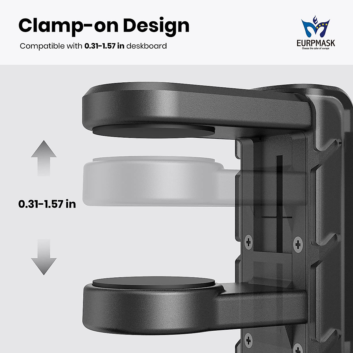 3-in-1 PC Gaming Headset&Controller Holder - EURPMASK Headphone Stand w/Adjustable Clamp&2 Controller Holder&Rotating Arm&Cable Organizer, Universal PC Gaming Accessory Controller Headset Stand-Black