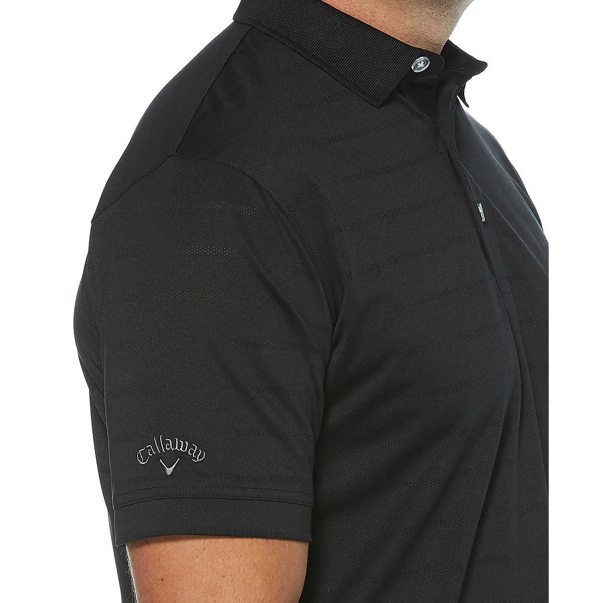 Callaway Men's Basic Short Sleeve Opti-Vent Open Mesh Polo Golf Shirt , Black, XX-Large