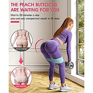 Resistance Bands Set - Booty & Legs Exercise Bands, Anti-Slip Fabric Stretch Bands, Workout Bands for Women/Men, Working Out, Hip Circle Lift, Thigh, Squat, Yoga, at Home Fitness or Gym - 3 Levels