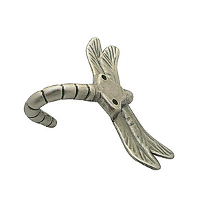 LEICHI 2pcs Dragonfly Hooks Antique Silver Clothes Hook Robe Hooks for Door Coat Hanger Wall Mounted Clothes Rack