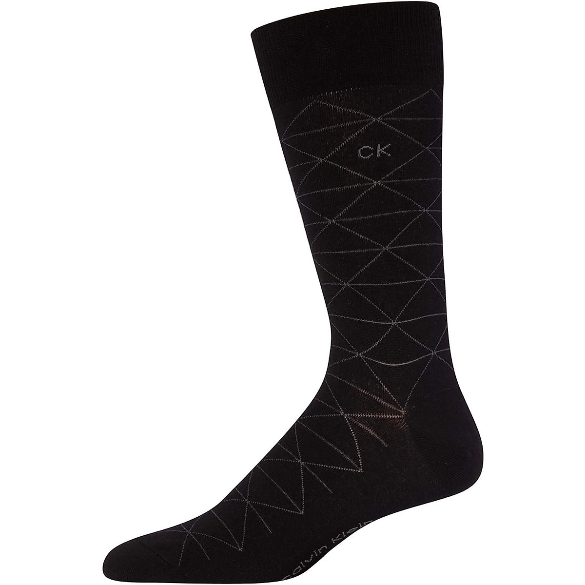 Calvin Klein Men's 6 Pack Mixed Pattern Dress Socks, Size 4-12, Black Assorted