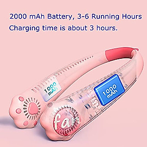 Vividda Portable Neck Fan, Rechargeable Fan around Neck, Hands Free Personal for Your Hanging Bladeless, Cooling Air Conditioner with 3 Wind Speed Outdoor Indoor, Pink