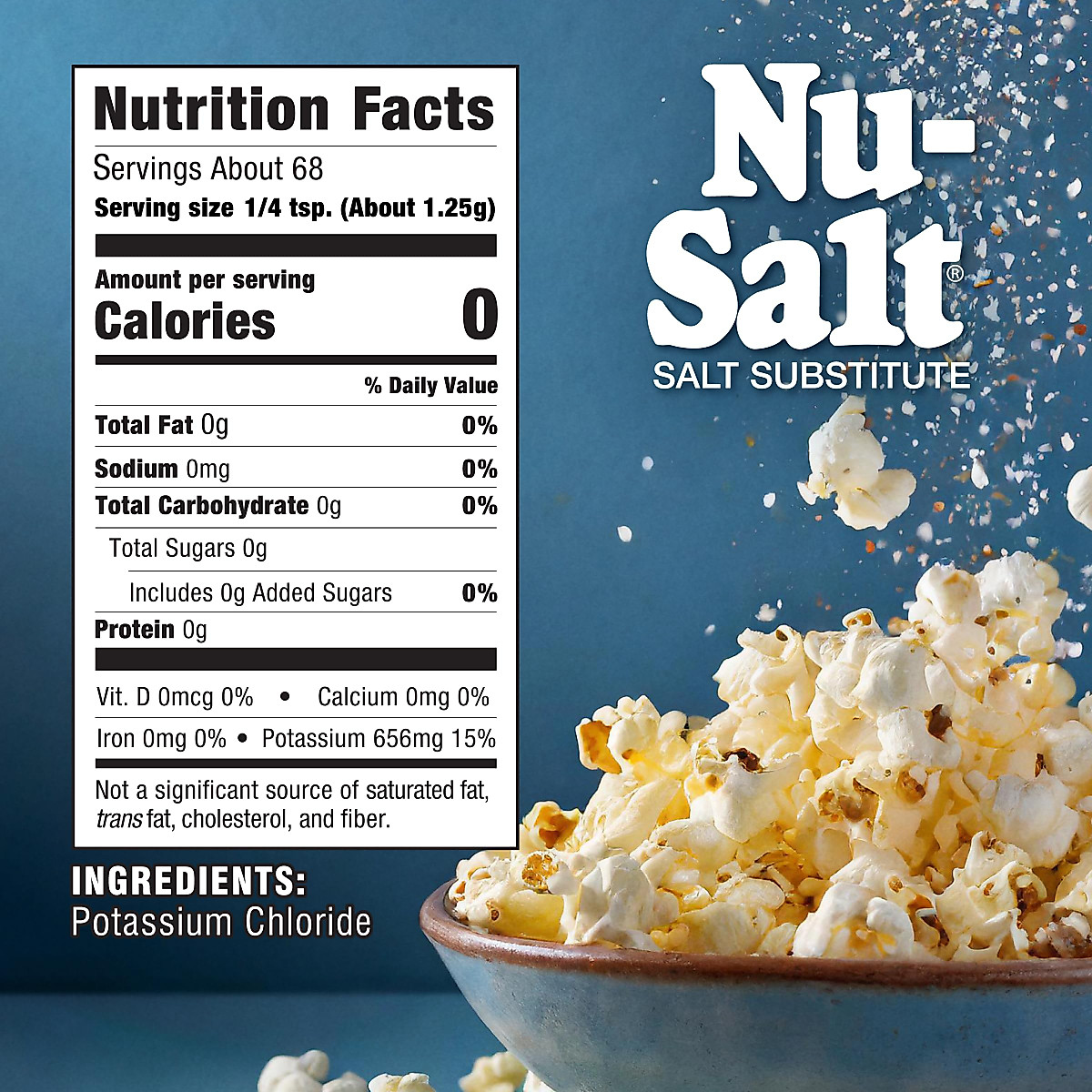 NU Salt Sodium-Free Salt Substitute (2 Pack) Contains Potassium Chloride, Table Salt Alternative, Vegan, Good for Chips, Pretzels, French Fries, Popcorn Seasoning, 3oz Shaker Bottle