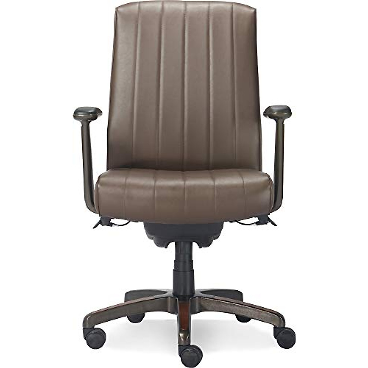 La-Z-Boy Bennett Modern Executive Lumbar Support, Rich Wood Inlay, High-Back Ergonomic Office Chair, Bonded Leather, Brown 26D x 26.25W x 39.75H in