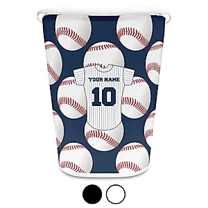 RNK Shops Personalized Baseball Jersey Waste Basket - Single Sided (White)