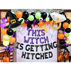 This Witch is Getting Hitched Banner Balloons Halloween Bachelorette Party Witch Bach Party Decorations Bridal Shower Party Supplies