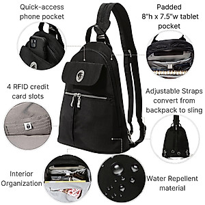 Baggallini womens Naples Convertible Backpack, Black, One Size US