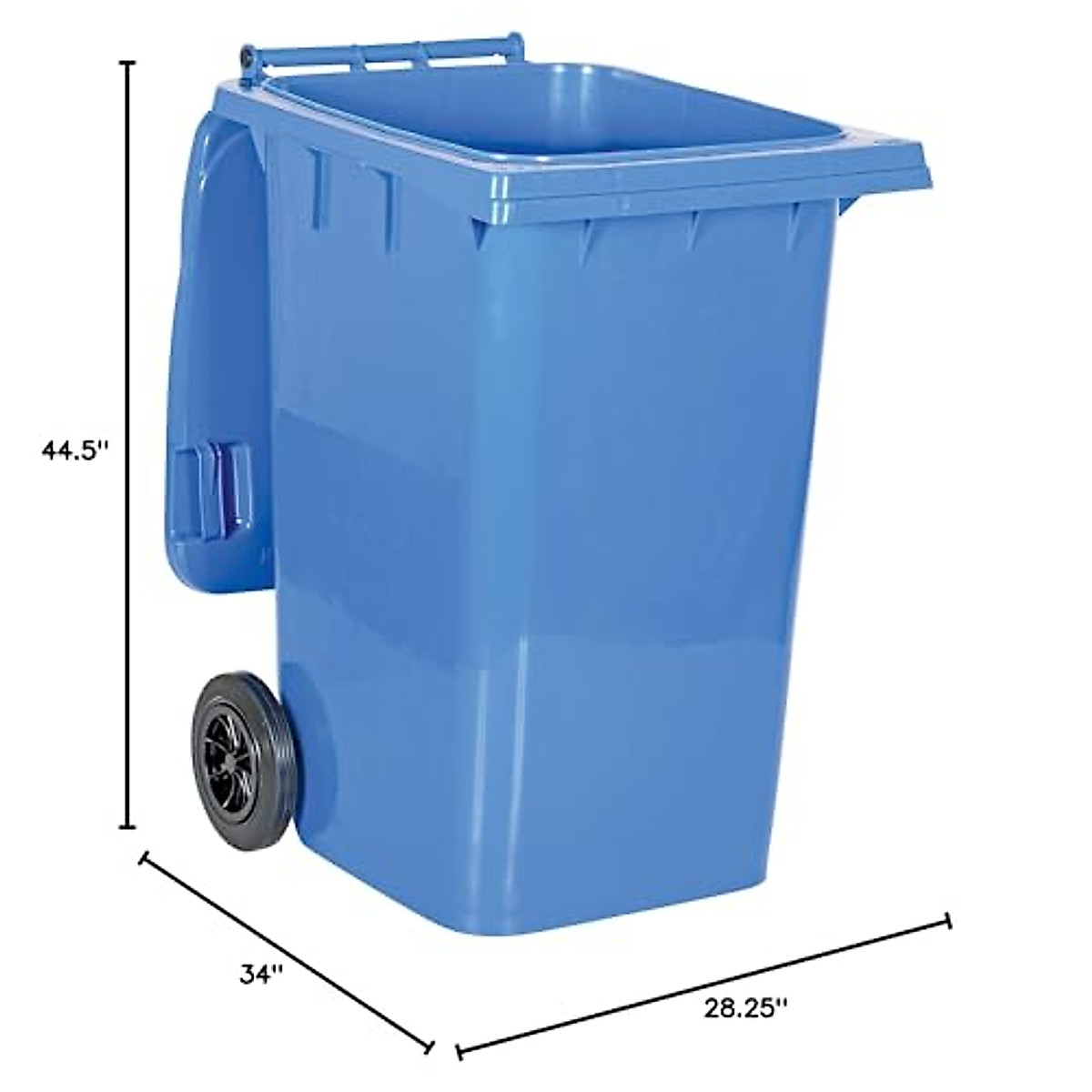 TH-95-BLU Trash Can, Polyethylene, 28-1/4" Width, 44-1/2" Height, 34" Depth, 95 gallon Capacity, Blue