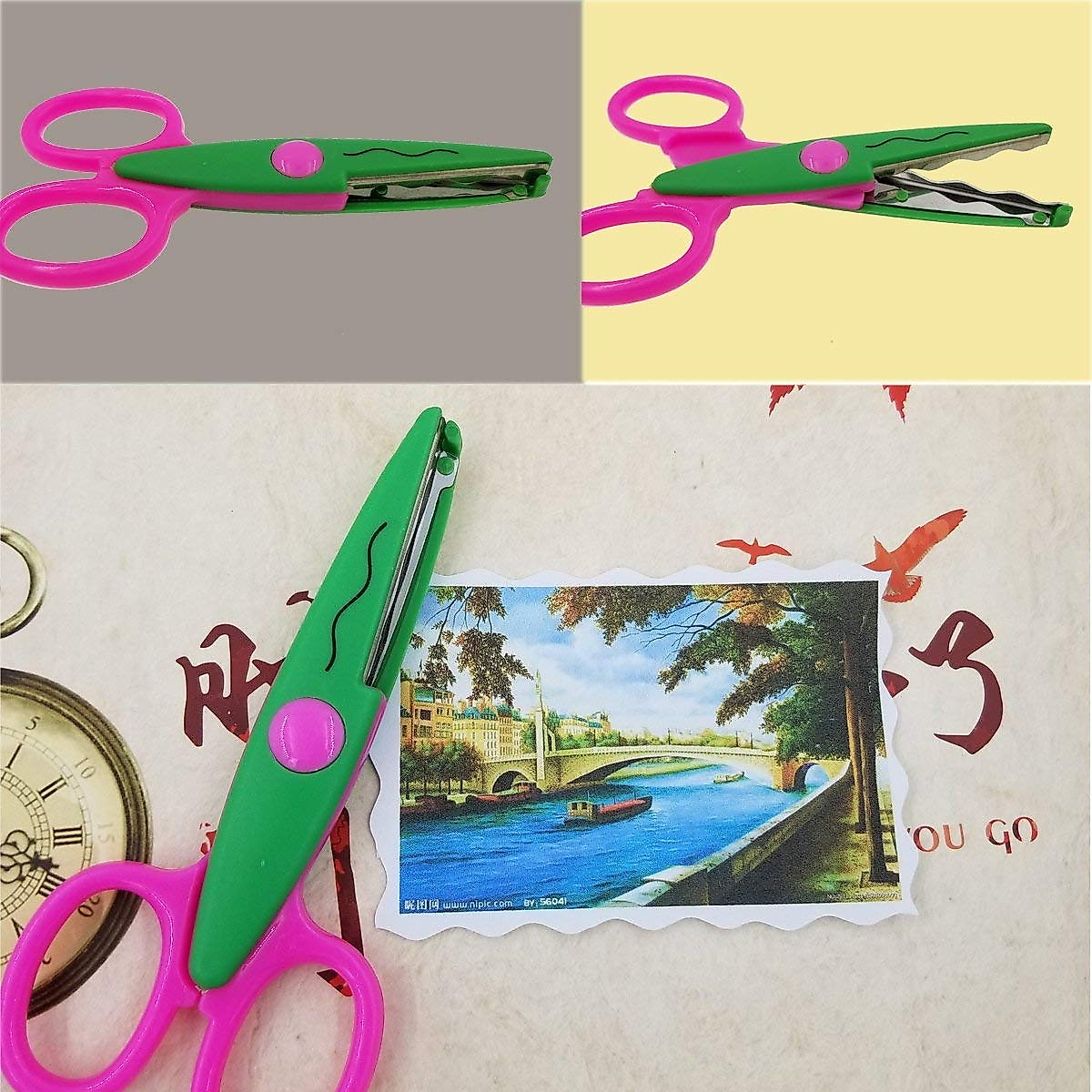 M-jump Scrapbooking Edger Scissors Scrapbooking Supplies Paper Decorative Edge Scissors,Wave edge Scissors for Scrapbook Album/decorative Stamps Edge/scrapbook Cards (set of 12)