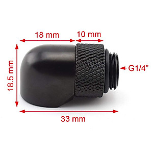 SDTC Tech 4-Pack G1/4" Male to Female Extender Connector 90° Rotary Elbow Enhance Multi-Link Adapter Fitting for PC Water Cooling System, Black