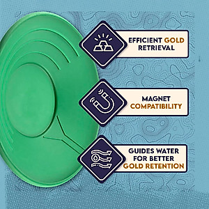 SE 14 Inch Gold Panning Pan - Three Riffles for Easier Mining and Prospecting (4 Pack Green)