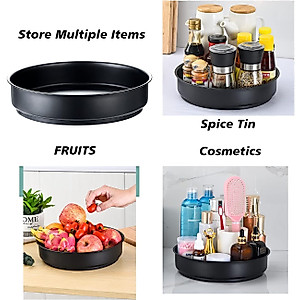 Bwren Lazy Susan Organizer Turntable 360 Degree Rotating Non-Skid Spice Rack Storage Container for Kitchen Cabinet Table Fridge Pantry Seasoning Jar Fruit Snack(Black,7.7 inch) 8 inches BLS002