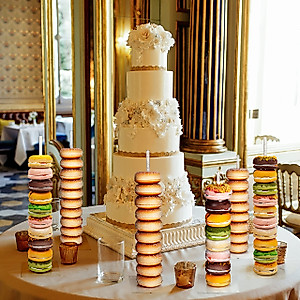 VREASK Acrylic Donut Stands 6 PCS - Clear Bubble Bagel Holder Display,Reusable Doughnut Pretzel Tower for Dessert Table,Birthday Party,Wedding Bar with Built-in Copper Nut