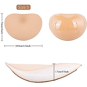 Silicone Bra Inserts Pads Self-Adhesive Bra Enhancer Breathable Push Up Bra Pads Lift Breast Pads (Beige - 3 pairs)