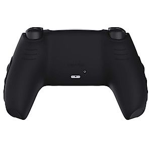 PlayVital Black Knight Edition Anti-Slip Silicone Cover Skin for ps5 Controller, Soft Rubber Case for ps5 Wireless Controller with Black Thumb Grip Caps