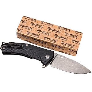 LionSTEEL KUR Folding EDC Pocket Knife, Full Sized Folder, Sleipner Steel Blade, G10 Handles – Lightweight Daily Carry Tool, Black G10 Black Blade