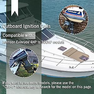 Outboard Ignition Coils 4PCS Replacement for Johnson Evinrude 4HP to 300HP Models Replaces 582508 18-5179 183-2508