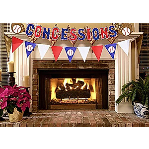 2PCS Baseball Party Concessions Paper Banner - Sports/Baseball Themed First Birthday Party Decorations Supplies Favors Wall Home Decor Photo Prop Paper Garland