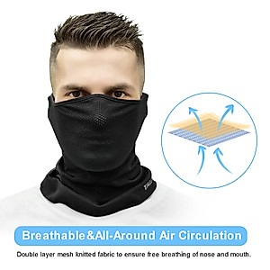 YALUYALU Half Balaclava Face Mask for Outdoor Sports, Windproof Neck Gaiter for Winter Ski,Breathable Cycling Hiking Running Bandanas for Men & Women (Black)