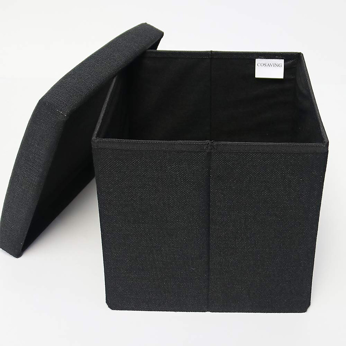 Cosaving 30 inches Folding Storage Ottoman Storage Cube Seat Foot Rest Stool with Memory Foam for Space Saving, Square Ottoman 30x15x15 inches, Teal