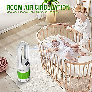 Mitcent Bladeless Tower Fan 32 Inch with HEPA Filter, Fan and Air Purifier in One, White (MT1005)