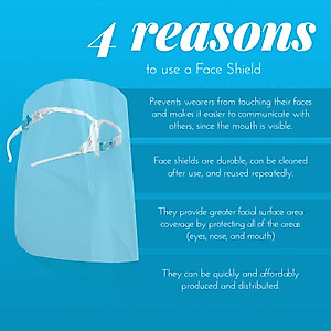 Artnaturals Protective Face Shield - 5 Pack - Reusable - Clear Glasses Frame - Full Face Visor Guard Mask- Anti-Fog Transparent Protection from Splash Droplets & Saliva