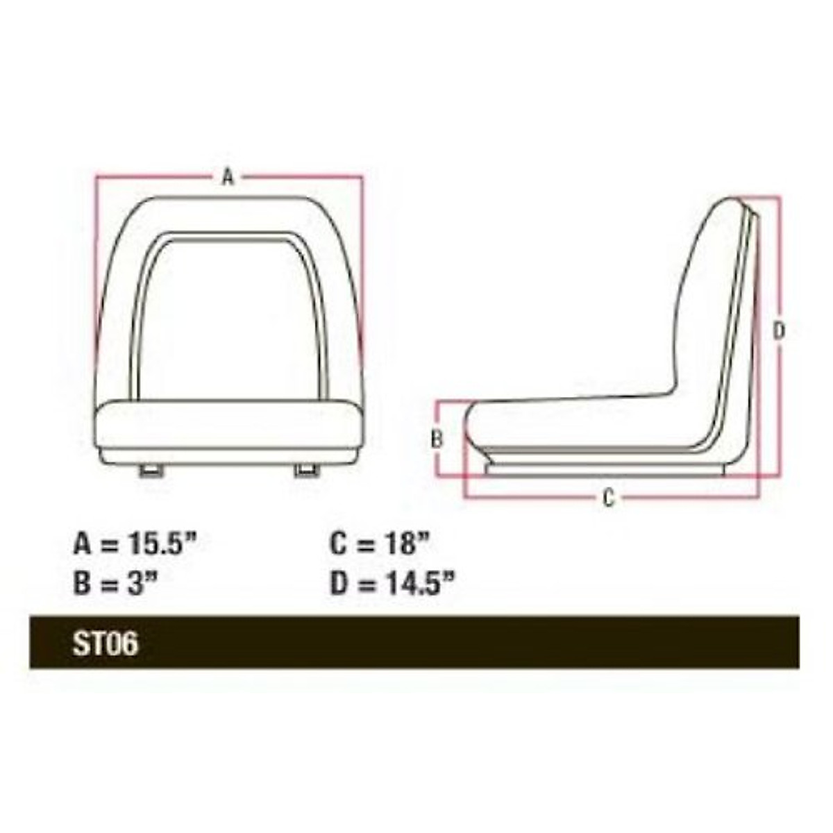 A & I Products Seat, Lawn & Garden, w/ Slide Track, BLK. Replacement for John Deere Part Number LGS100BL