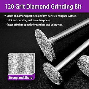 Stone Carving Set Diamond Grinding Bit Compatible with Dremel, 52Pcs Polishing Kit Diamond Bits 1/8" (3mm) Shank Accessories for Stone Glass Ceramics Carving, Polishing, Grinding