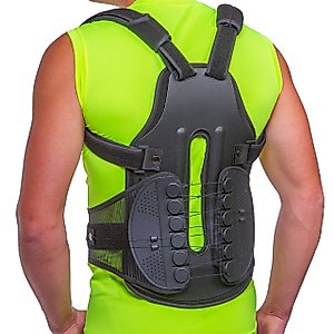 BraceAbility TLSO Full-Body Back Brace Support - Hard Turtle Shell Jacket for Thoracic Kyphosis, Parkinson's Disease, Fractured Spine, Scoliosis, Postural Correction, Post-Surgery Recovery (Large)