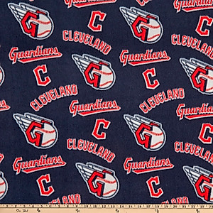 MLB Fleece Cleveland Guardians Blue Fabric by The Yard