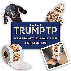 Trump Political Toilet Paper Roll by Gagster - 3 Ply Funny Novelty Gag TP with Full-Color Image - 200 Sheets Per Roll - Prank Gift for Adults - Printed on Every Sheet - Make Your Butt Laugh