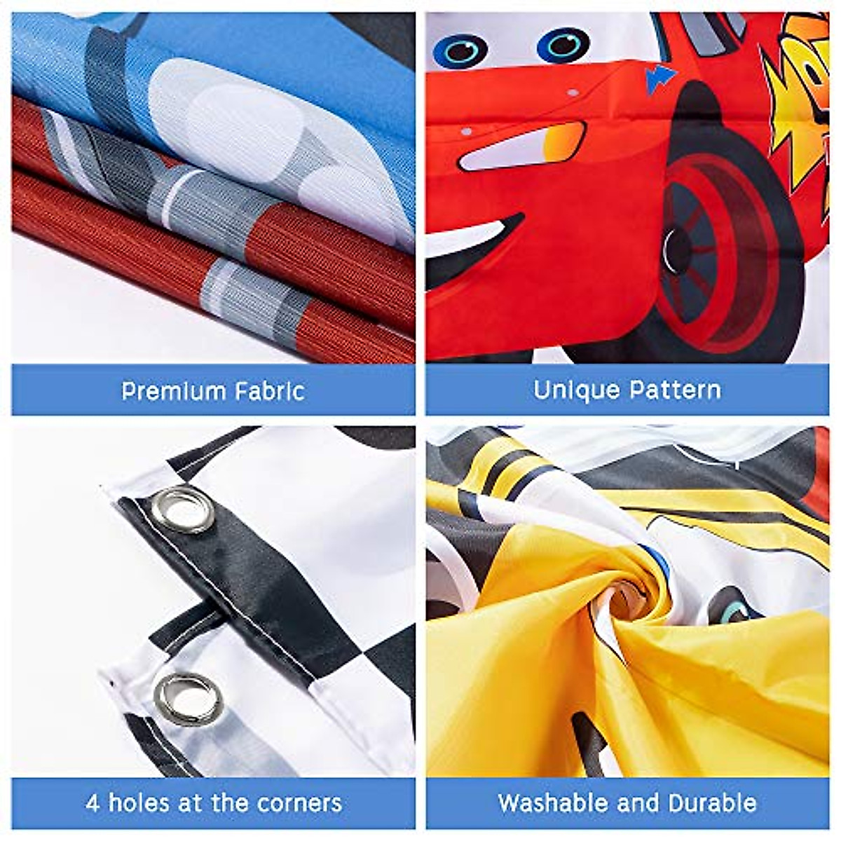 PANTIDE Race Car 2nd Birthday Party Backdrop Decoration, Two Fast Photography Background Banner, Large Poster Party Photo Props Wall Décor, Let’s Go Racing Party Supplies for Baby Boys Two Years Old